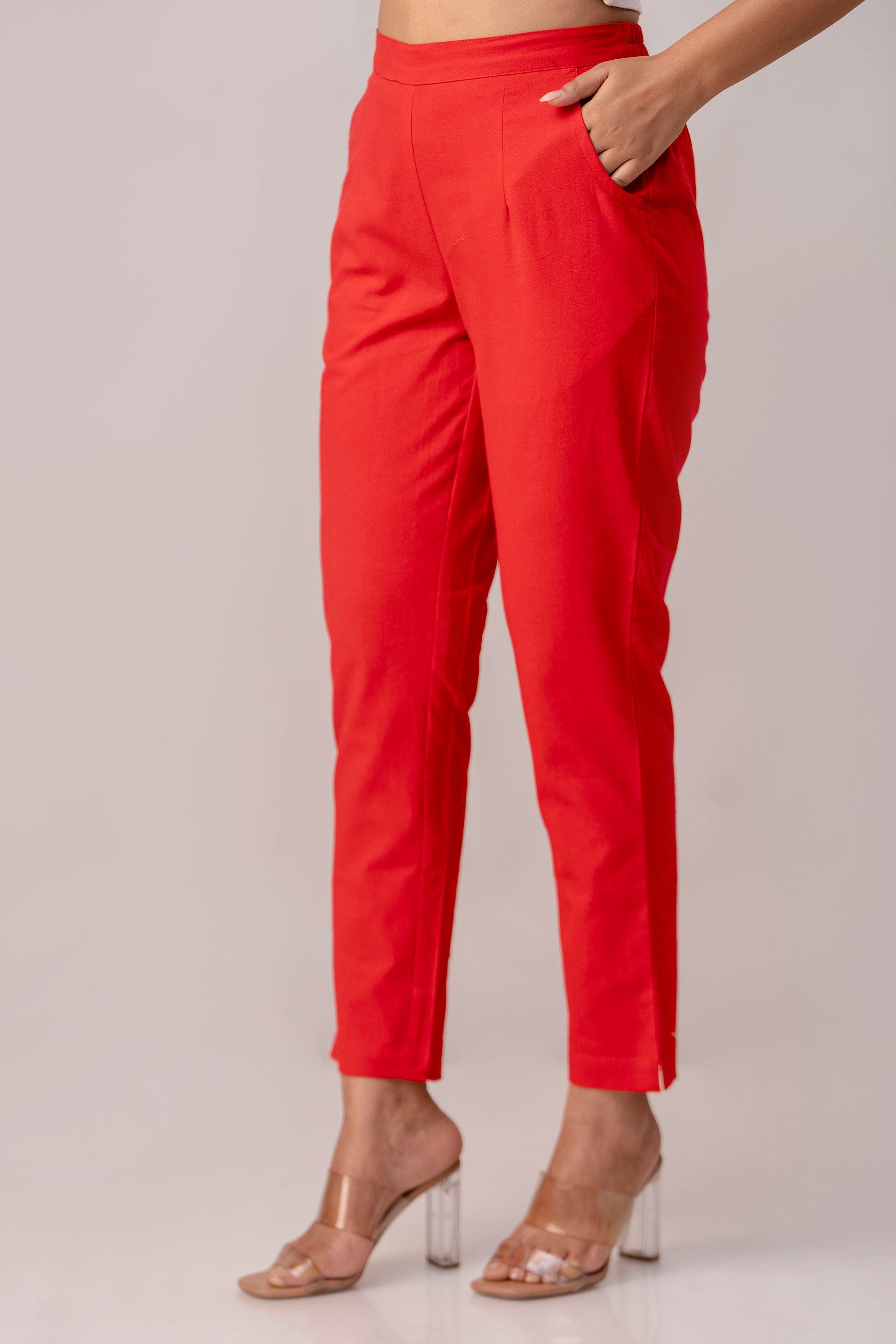 Sassy Coral Red Cotton Pants – Swag Sanskriti